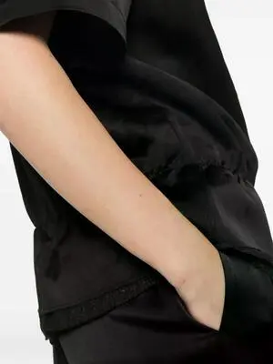 TOTEME Satin V-neck Blouse - Black