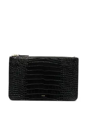 TOTEME Crocodile-embossed Threefold Clutch Bag - Black