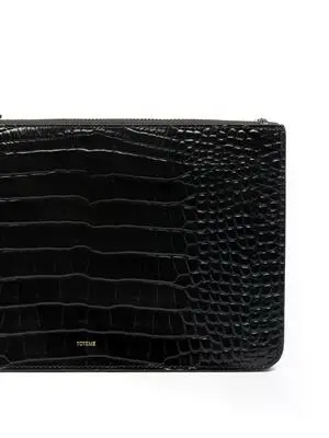 TOTEME Crocodile-embossed Threefold Clutch Bag - Black
