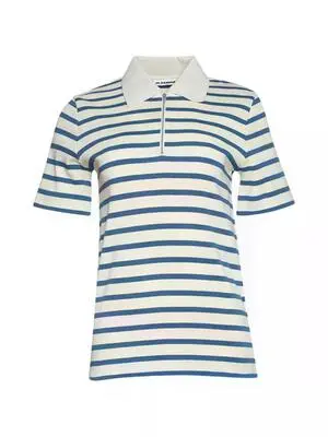 JIL SANDER Striped Zip-collar Polo Shirt