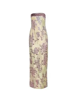DIMA AYAD Floral-appliqué Strapless Dress