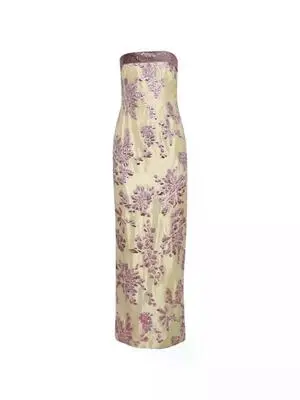 DIMA AYAD Floral-appliqué Strapless Dress