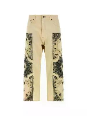 R13 X-bf Frayed Bandana-appliqué Jeans