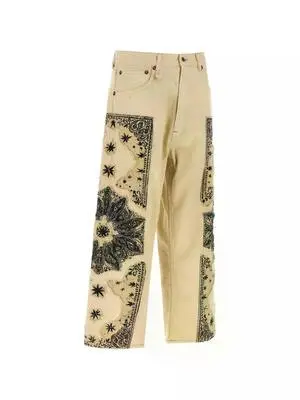 R13 X-bf Frayed Bandana-appliqué Jeans