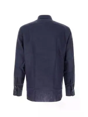 Zegna Button-up Linen Shirt - Blue