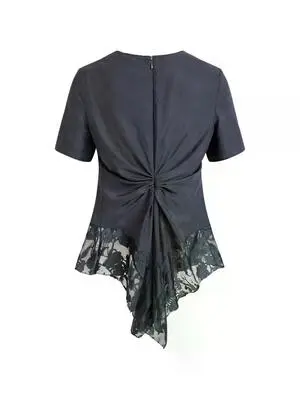 Alexander McQueen Lace Trimmed Short Sleeve Blouse