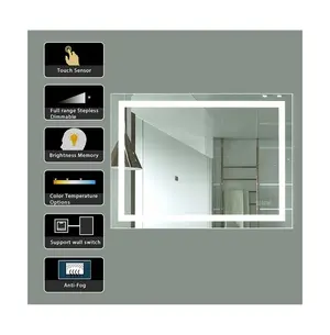 HAUSCHEN HOME 40 X 32 Inch Led Lighted Bathroom Mirror