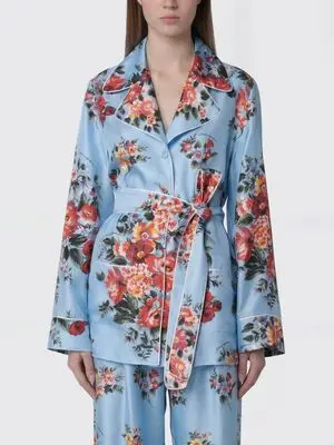 Dolce & Gabbana Floral Print Belted Shirt - Blue