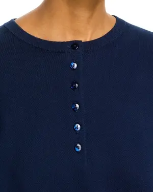 525 America Genevieve Solid Drop Shoulder Henley Sweater