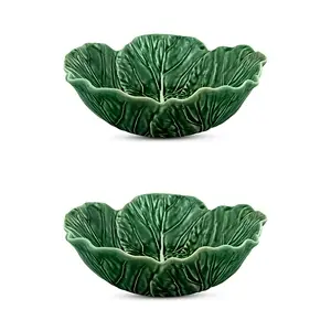 BORDALLO PINHEIRO Cabbage Individual Salad Bowl, Set Of 2 - Green