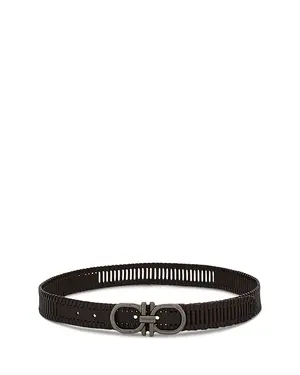 FERRAGAMO Infinity Buckle Slotted Belt Nero