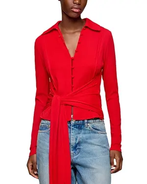 GANNI Mesh Shirt - Goji Berry