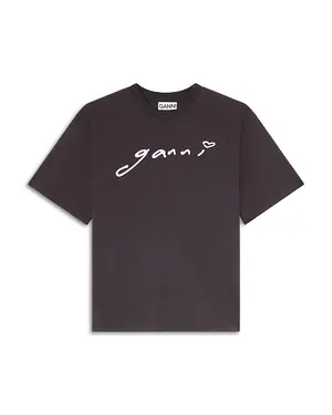 GANNI Jersey Logo Graphic Tee - Phantom