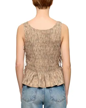 GANNI Smocked Top - Burro