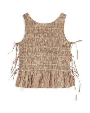 GANNI Smocked Top - Burro