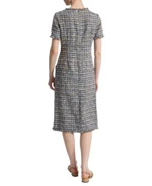Santorelli Nisha Short Sleeve Midi Sheath Tweed Dress
