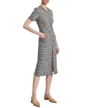 Santorelli Nisha Short Sleeve Midi Sheath Tweed Dress