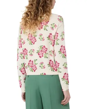 Max Mara Floral Print Cotton Sweater - Ecru