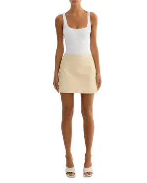 LAMARQUE Leather Mini Skirt - Butter
