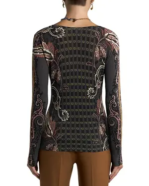 Etro Silk Cashmere V-neck Long Sleeve Sweater
