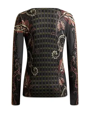 Etro Silk Cashmere V-neck Long Sleeve Sweater