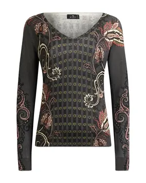 Etro Silk Cashmere V-neck Long Sleeve Sweater