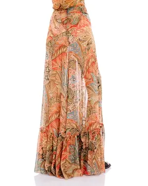 Etro Long Ruffled Skirt - Printed Red