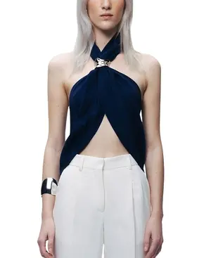 NOCTURNE Twist Halter Neck Bustier - Navy
