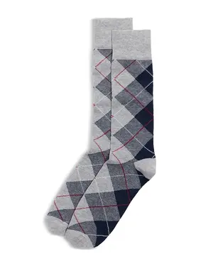 Bloomingdale'S Mille Argyle Crew Socks - Medium Grey