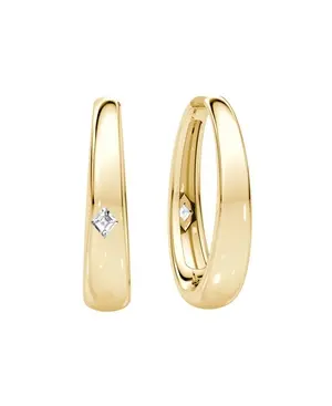 VRAI Oval Dome Hoop Earrings With Lozenge Lab Grown Diamonds