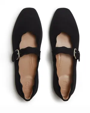 Fitflop Delicato Wave Edge Canvas Mary Jane Flats - Black