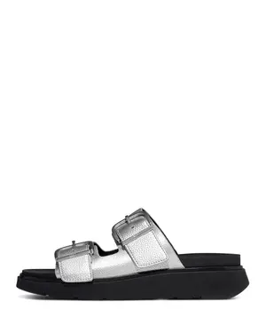 Fitflop Gen-ff Two Bar Leather Slide Sandals - Silver