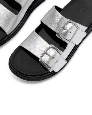 Fitflop Gen-ff Two Bar Leather Slide Sandals - Silver