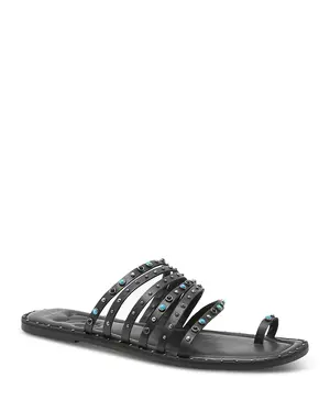 Free People Santa Fe Leather Sandals - Black Tide