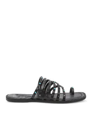 Free People Santa Fe Leather Sandals - Black Tide