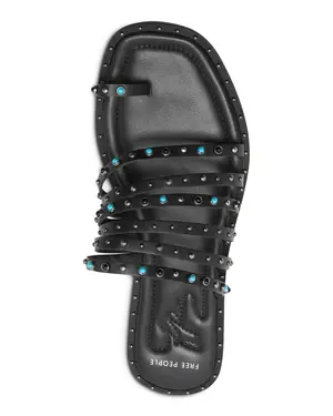 Free People Santa Fe Leather Sandals - Black Tide