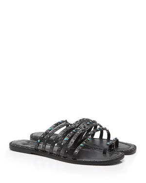 Free People Santa Fe Leather Sandals - Black Tide