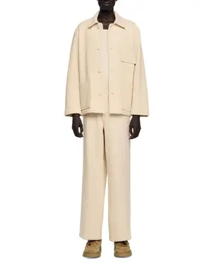 Sandro Cotton Worker Jacket - Ecru