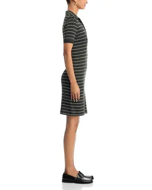 Rag & Bone Knit Stripe Polo Mini Dress - Army Multi