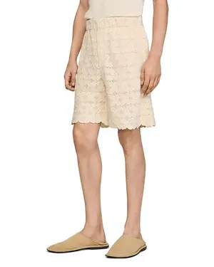 Sandro Broderie Anglaise Cotton Shorts - Ecru