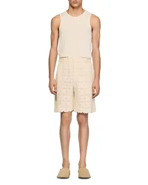 Sandro Broderie Anglaise Cotton Shorts - Ecru