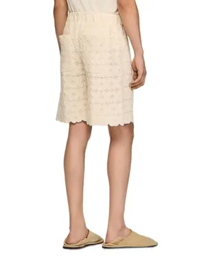 Sandro Broderie Anglaise Cotton Shorts - Ecru
