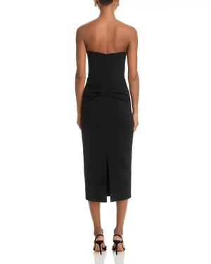 Aqua Scuba Crepe Strapless Ruffle Midi Dress