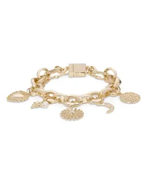 Ramy Brook Sara Crystal & Imitation Pearl Charm Bracelet