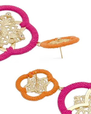 Ramy Brook Anya Thread Wrapped Pave Flower Drop Earrings - No Color