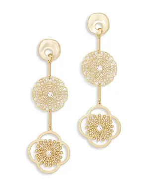 Ramy Brook Selena Crystal Triple Drop Earrings - Gold