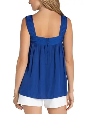 LIVERPOOL Sleeveless Woven Top With Pintuck Straps