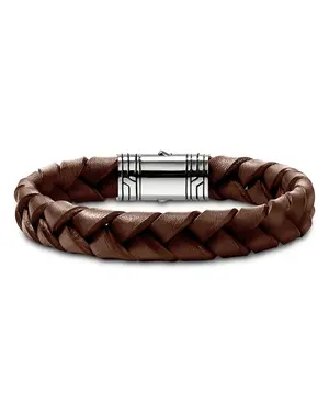 John Hardy Sterling Braided Leather Bracelet - Silver