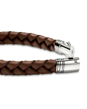 John Hardy Sterling Braided Leather Bracelet - Silver