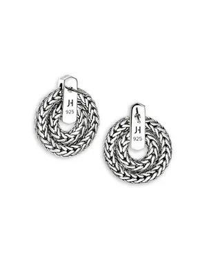 John Hardy Icon Diamond Oval Link Drop Earrings - Silver